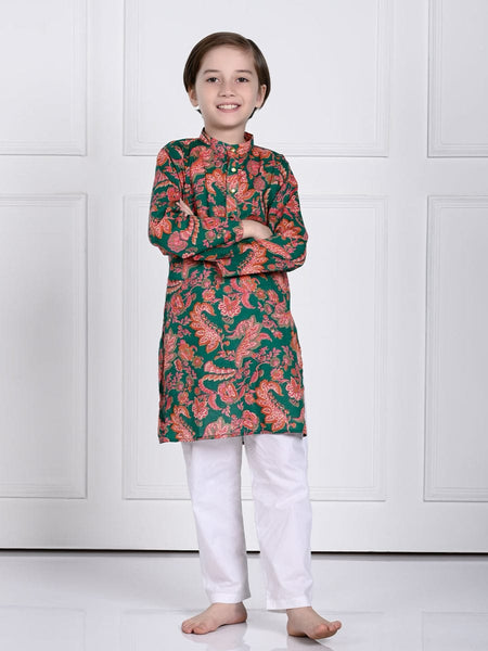 Anam Dark Green Pathani Kurta Pajama Set – Petitroyalkids